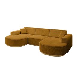 WOHNLANDSCHAFT MARI-U1-v2 - 303x171x83 cm Senfgelb Cord