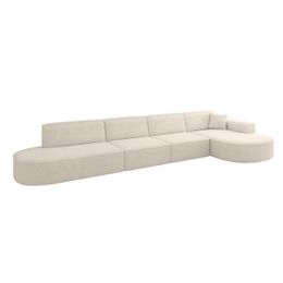 ECKSOFA Ottomane Rechts MARI-L3 - 413x171x79 cm Creme Tissu