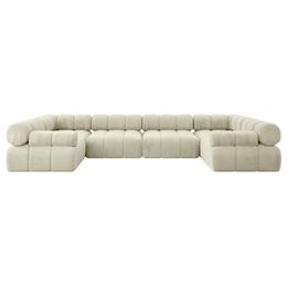 WOHNLANDSCHAFT modulares Sofa Birno-U2 - 380x190x70 cm Beige Velours