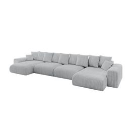 WOHNLANDSCHAFT mit Schlaffunktion ESKAR-U2-464x176x72cm Grau