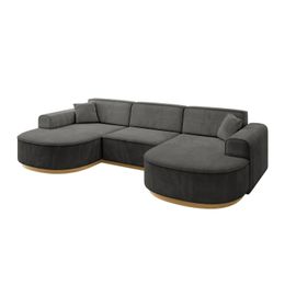 WOHNLANDSCHAFT MARI-U1-v2 - 303x171x83 cm Dunkelgrau Velours