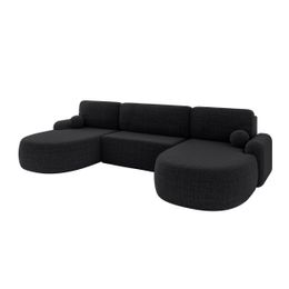 WOHNLANDSCHAFT mit Schlaffunktion und Bettkasten LIRA-U - 335x172x89 Schwarz
