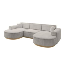 WOHNLANDSCHAFT MARI-U1-v2 - 303x171x83 cm Hellbraun Velours