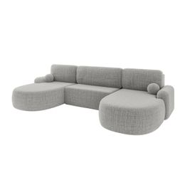 WOHNLANDSCHAFT mit Schlaffunktion und Bettkasten LIRA-U - 335x172x89 Hellgrau