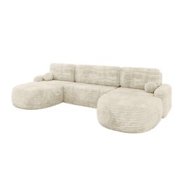 WOHNLANDSCHAFT mit Schlaffunktion und Bettkasten LIRA-U - 335x172x89 Creme