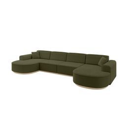 WOHNLANDSCHAFT MARI-U2-v1 - 388x171x83 cm Gr&uuml;n Boucl&eacute;