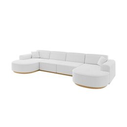 WOHNLANDSCHAFT MARI-U2-v2 - 388x171x83 cm Wei&szlig; Boucl&eacute;
