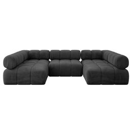 WOHNLANDSCHAFT modulares Sofa Garvo-U1 - 285x190x70 cm Schwarz Velours