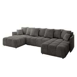 WOHNLANDSCHAFT LONLI-U 355x189x68 Dunkelgrau Velours