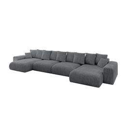 WOHNLANDSCHAFT mit Schlaffunktion ESKAR-U2-464x176x72cm Dunkelgrau