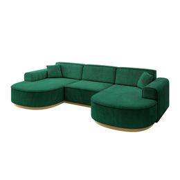 WOHNLANDSCHAFT MARI-U1-v2 - 303x171x83 cm Gr&uuml;n Velours