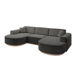 WOHNLANDSCHAFT MARI-U1-v1 - 303x171x83 cm Dunkelgrau Velours