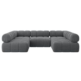 WOHNLANDSCHAFT modulares Sofa Garvo-U1 - 285x190x70 cm Dunkelgrau Cord