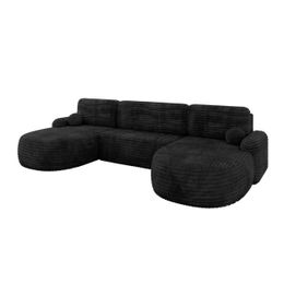 WOHNLANDSCHAFT mit Schlaffunktion und Bettkasten LIRA-U - 335x172x89 Schwarz