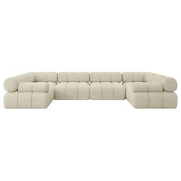 WOHNLANDSCHAFT modulares Sofa Birno-U2 - 380x190x70 cm Beige Boucl&eacute;