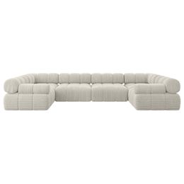 WOHNLANDSCHAFT modulares Sofa Birno-U2 - 380x190x70 cm Creme Cord