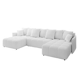 WOHNLANDSCHAFT LONLI-U 355x189x68 Wei&szlig; Boucl&eacute;