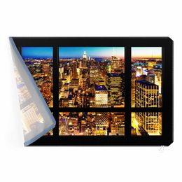 Bilderwelten Akustik-Wechselbild Fensterblick New York bei Nacht