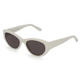 Fielmann LD 013 SUN CL | Damen-Sonnenbrille | Fassung: Vollrand, Quadratisch, Acetat, Wei&szlig; | Glasfarbe: Grau