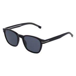 HUGO BOSS Boss 1505/S | Herren-Sonnenbrille | Fassung: Vollrand, Quadratisch, Acetat, Schwarz Gl&auml;nzend | Glasfarbe: Grau