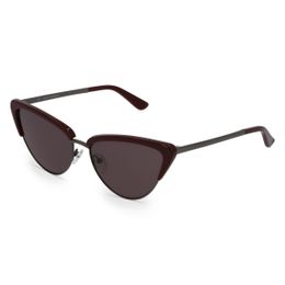 Fielmann MI 015 SUN FA/T | Damen-Sonnenbrille | Fassung: Vollrand, Butterfly, Edelstahl, Gun Burgunder | Glasfarbe: Grau