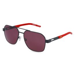 Scuderia Ferrari FZ5003 | Herren-Sonnenbrille | Fassung: Vollrand, Quadratisch, Metall, Schwarz Matt | Glasfarbe: Rot