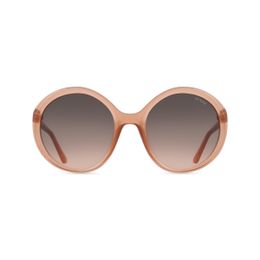 Guess GU00281 | Damen-Sonnenbrille | Fassung: Vollrand, Rund, Kunststoff, Orange | Glasfarbe: Grau Verlaufend