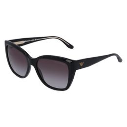 Emporio Armani EA 4198 | Damen-Sonnenbrille | Fassung: Vollrand, Cat Eye, Acetat, Schwarz Gl&auml;nzend | Glasfarbe: Grau Verlaufend