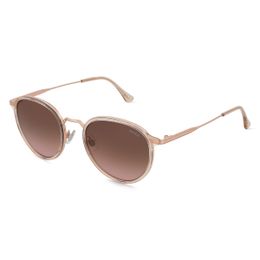 Mexx Eyes 6440 | Damen-Sonnenbrille | Fassung: Vollrand, Rund, Kunststoff, Beige Rosegold | Glasfarbe: Braun