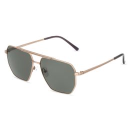 Fielmann BE 028 SUN CL | Herren-Sonnenbrille | Fassung: Vollrand, Quadratisch, Edelstahl, Gold Matt | Glasfarbe: Gr&uuml;n