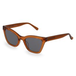 Fielmann MI 013 SUN FA/T | Damen-Sonnenbrille | Fassung: Vollrand, Butterfly, Acetat, Braun Transparent | Glasfarbe: Grau