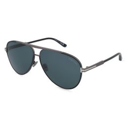 Tom Ford FT1340 RUPERT_02 RUPERT-02 | Herren-Sonnenbrille | Fassung: Vollrand, Pilot, Metall, Schwarz Gl&auml;nzend | Glasfarbe: Blau