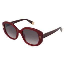 Furla SFUB10 | Damen-Sonnenbrille | Fassung: Vollrand, Oval, Kunststoff, Bordeaux Gl&auml;nzend | Glasfarbe: Braun Verlaufend