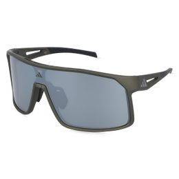 Adidas SP0124 ALKATOR | Herren-Sonnenbrille | Fassung: Vollrand, Monoscheibe, Kunststoff, Gr&uuml;n Dunkel | Glasfarbe: Grau Verlaufend