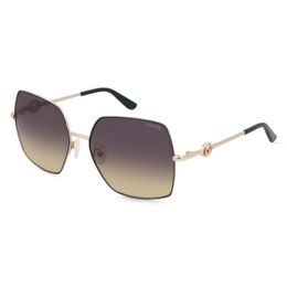 Guess GU00285 | Damen-Sonnenbrille | Fassung: Vollrand, Quadratisch, Metall, Schwarz | Glasfarbe: Grau Verlaufend