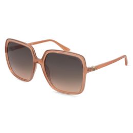 Guess GU00280 | Damen-Sonnenbrille | Fassung: Vollrand, Quadratisch, Kunststoff, Orange | Glasfarbe: Grau Verlaufend