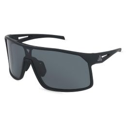 Adidas SP0124 ALKATOR | Herren-Sonnenbrille | Fassung: Vollrand, Monoscheibe, Kunststoff, Schwarz Matt | Glasfarbe: Grau