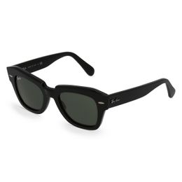 Ray-Ban RB 2186 STATE STREET | Unisex-Sonnenbrille | Fassung: Vollrand, Quadratisch, Acetat, Schwarz Gl&auml;nzend | Glasfarbe: G15