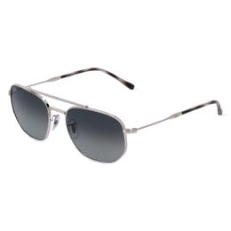 Ray-Ban RB 3707 | Unisex-Sonnenbrille | Fassung: Vollrand, Quadratisch, Metall, Silber Gl&auml;nzend | Glasfarbe: Grau Verlaufend