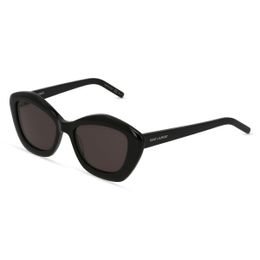SAINT LAURENT SL 68 | Unisex-Sonnenbrille | Fassung: Vollrand, Geometrisch, Kunststoff, Schwarz Gl&auml;nzend | Glasfarbe: Grau