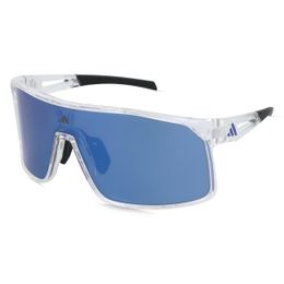 Adidas SP0124 ALKATOR | Herren-Sonnenbrille | Fassung: Vollrand, Monoscheibe, Kunststoff, Kristall Transparent | Glasfarbe: Blau Spiegel Blau