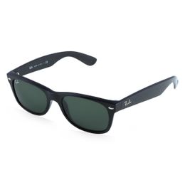 Ray-Ban RB 2132 NEW WAYFARER | Unisex-Sonnenbrille | Fassung: Vollrand, Quadratisch, Propionat, Schwarz Gl&auml;nzend | Glasfarbe: G15