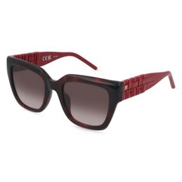 Escada SESG36 | Damen-Sonnenbrille | Fassung: Vollrand, Quadratisch, Kunststoff, Rot Havanna | Glasfarbe: Braun Verlaufend