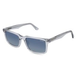Police SPLP21E | Herren-Sonnenbrille | Fassung: Vollrand, Quadratisch, Kunststoff, Grau Transparent | Glasfarbe: Blau Verlaufend