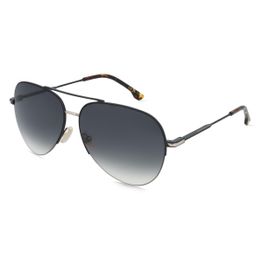 Victoria Beckham VB 1000/S | Damen-Sonnenbrille | Fassung: Vollrand, Pilot, Metall, Schwarz Gold | Glasfarbe: Grau