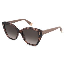 Furla SFUB11 | Damen-Sonnenbrille | Fassung: Vollrand, Quadratisch, Kunststoff, Braun Havanna | Glasfarbe: Braun Verlaufend