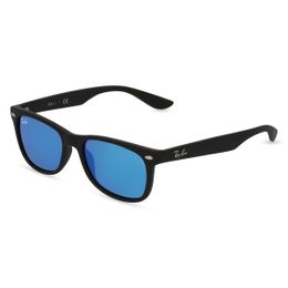 Ray-Ban Junior RJ 9052S NEW WAYFARER | Kinder-Sonnenbrille | Fassung: Vollrand, Quadratisch, Kunststoff, Schwarz | Glasfarbe: Blau