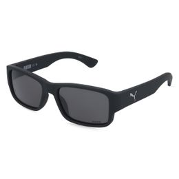 Puma PU0521S | Herren-Sonnenbrille | Fassung: Vollrand, Eckig, Kunststoff, Schwarz | Glasfarbe: Grau