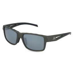 Adidas SP0125 KLEON | Herren-Sonnenbrille | Fassung: Vollrand, Eckig, Kunststoff, Gr&uuml;n Dunkel | Glasfarbe: Grau Verlaufend