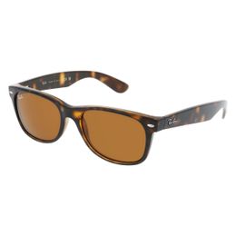 Ray-Ban RB 2132 NEW WAYFARER | Unisex-Sonnenbrille | Fassung: Vollrand, Quadratisch, Propionat, Havanna Gl&auml;nzend | Glasfarbe: Braun